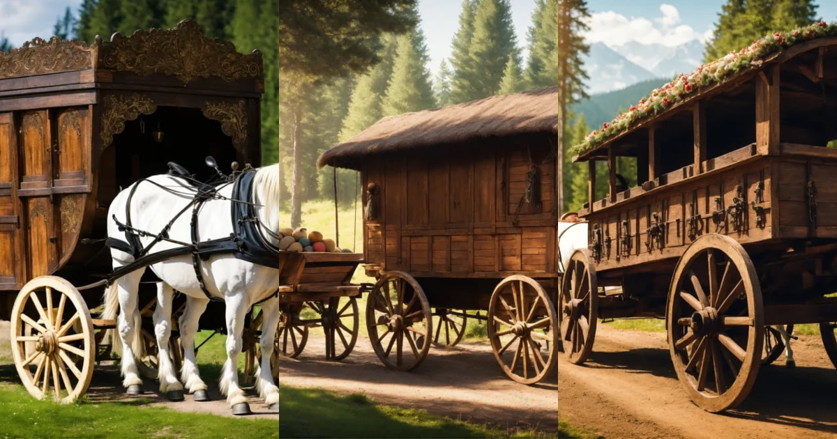 Lexica - Medieval magnificent large box wagon of the traveling people ...