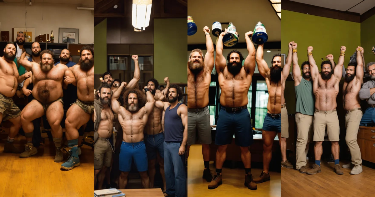 Lexica - Group of 6 burly, average looking, hairy ,manly ,average ...