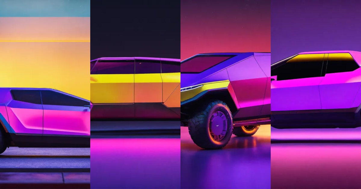 Lexica - Tesla cybertruck, side view, whole car, 4k, 3d render, purple ...