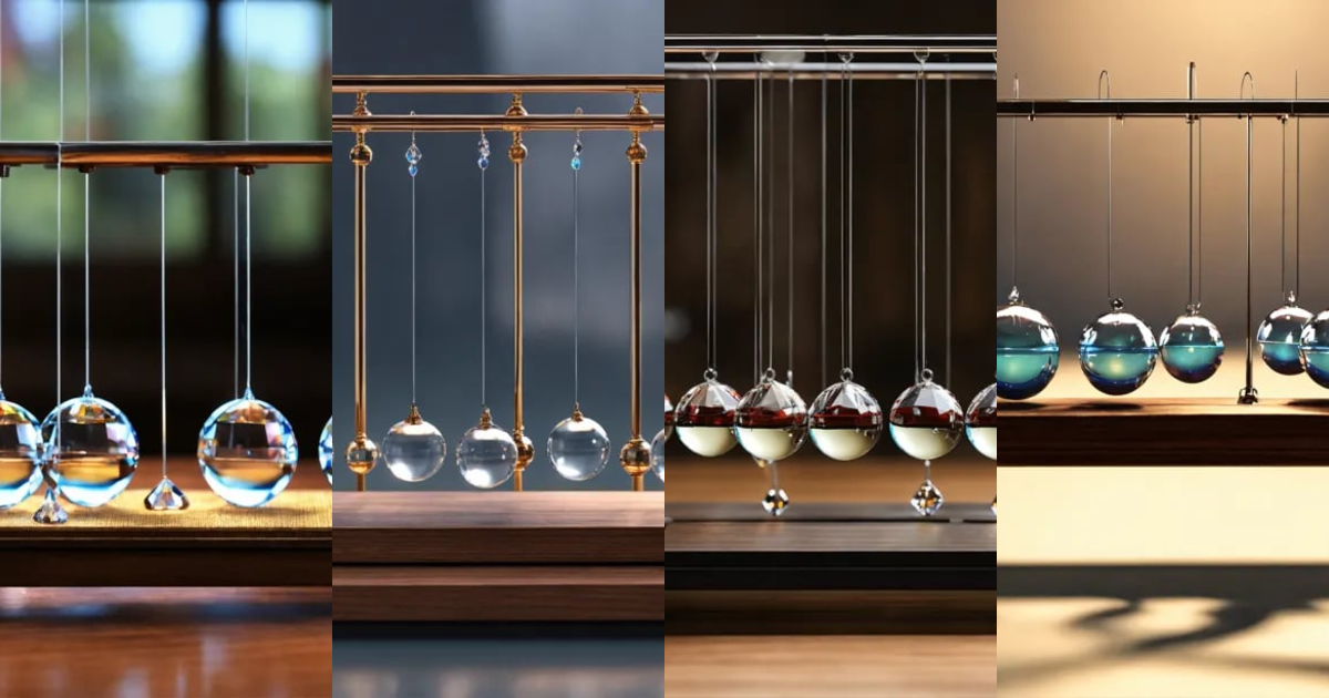 Lexica - Newton cradle, five crystal clear transparent pendulums, one ...