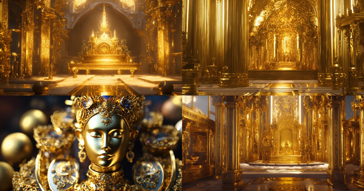 Lexica - Automated divinity, gold, breathtaking, 4K resolution, Blender