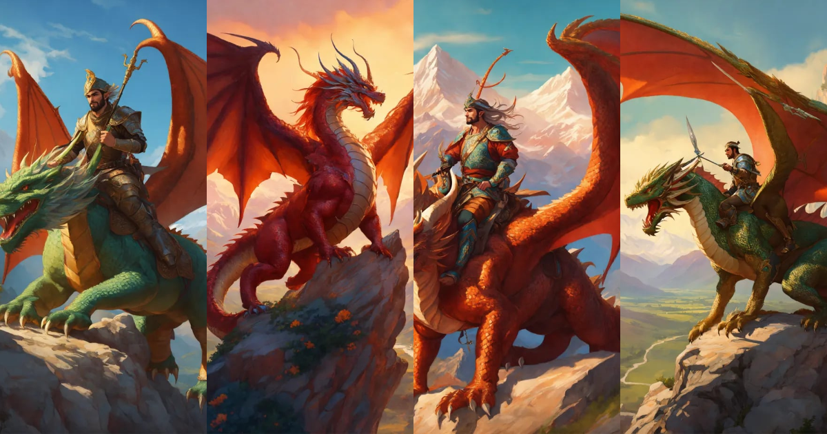 Lexica - A huge Turkish Dragon with lightly armored Persian elf soldier ...