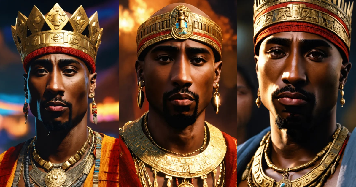 Lexica - Tupac Shakur as a Powerful Ancient Inca King. 8k unreal render ...