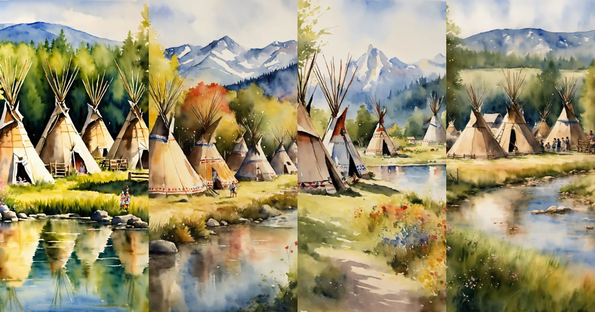 Lexica - Create a realistic, detailed, watercolor painting of a Native ...