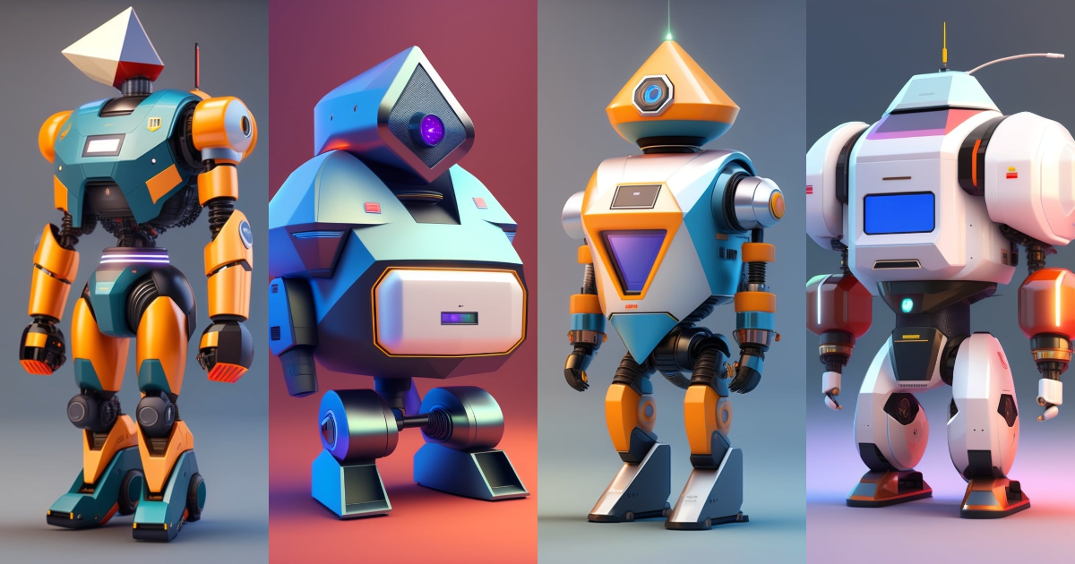 Lexica - A robot with a triangular face with white eyes, eyebrows, and ...