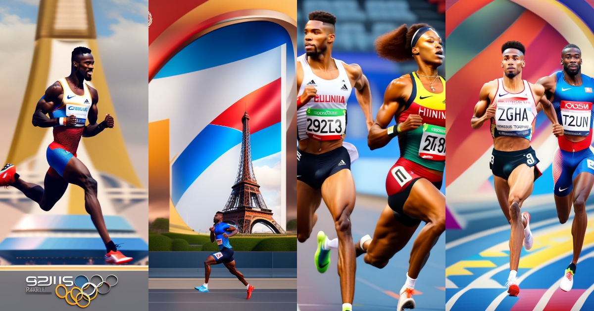 Lexica - A 100m running men arrival on paris 2024 olympics games with ...