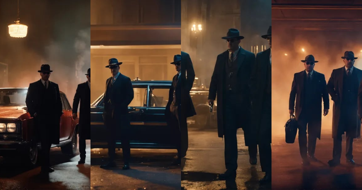 Lexica - Group of mafia gangster members in crime scene set design ...