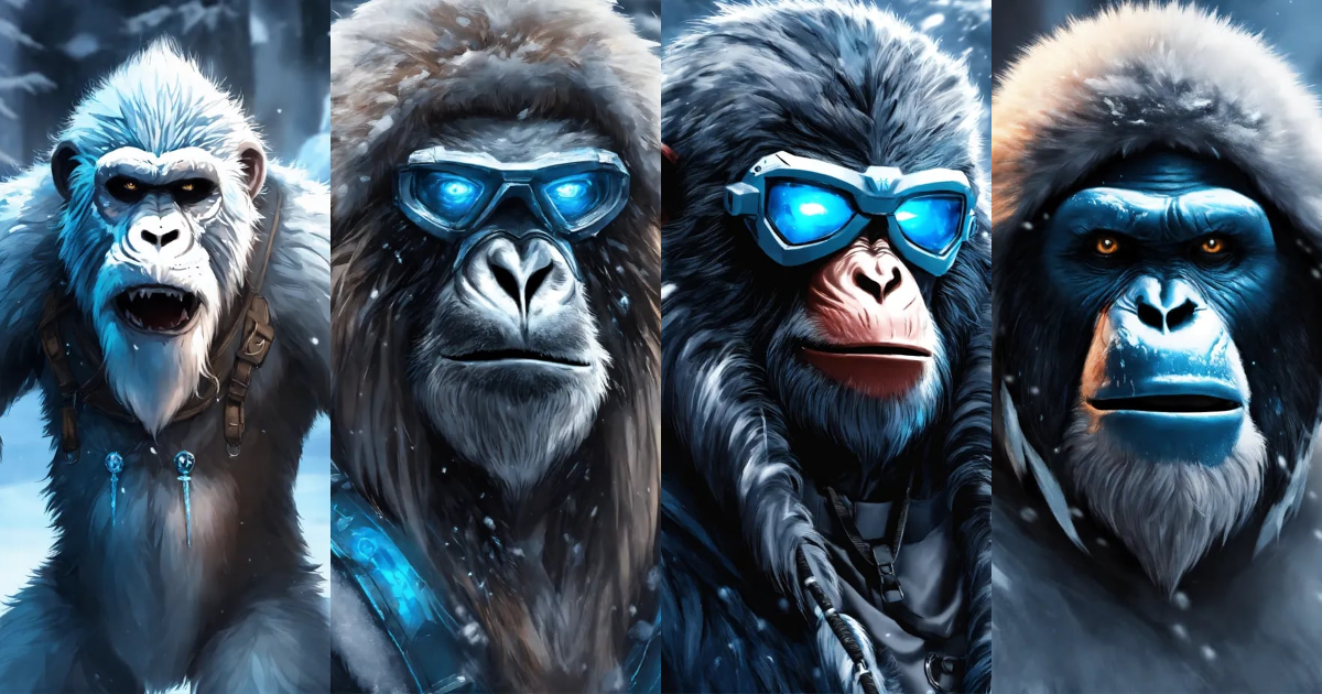 Lexica - Realistic, digital illustration art, Arctic Ape, has adapted ...