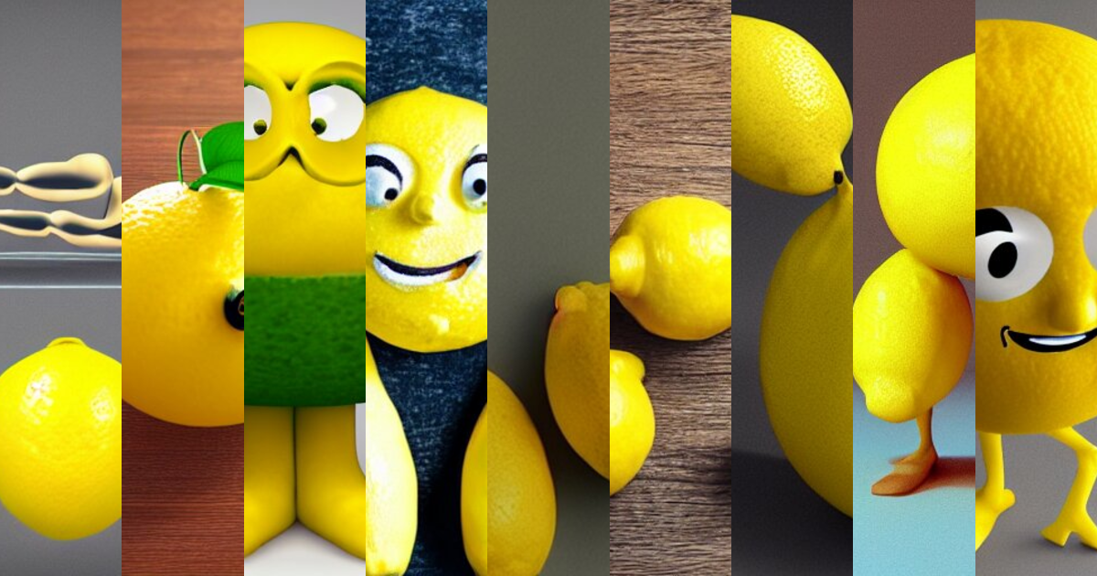 Lexica - A lemon in shape of a human with legs of lemons and round body ...