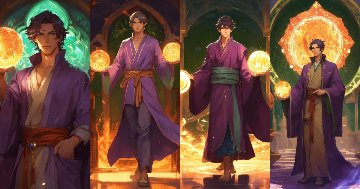 Lexica - Handsome, human, imperial male wizard with glowing fire orb ...