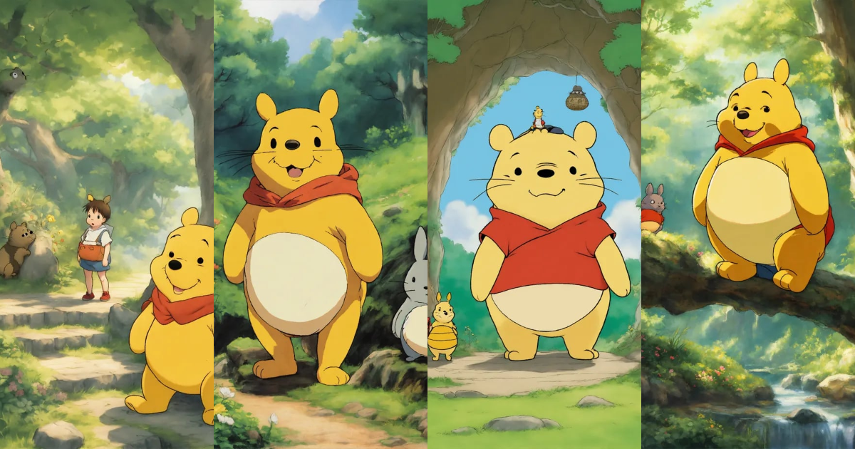 Lexica - 1990s anime Winnie the Pooh as Totoro, full detailed eyes ...