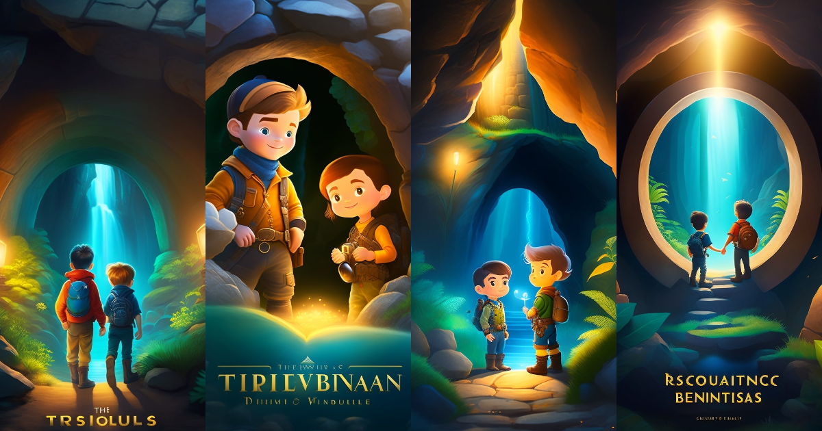 Lexica - Children's storybook cover with title written on it "The Cave ...