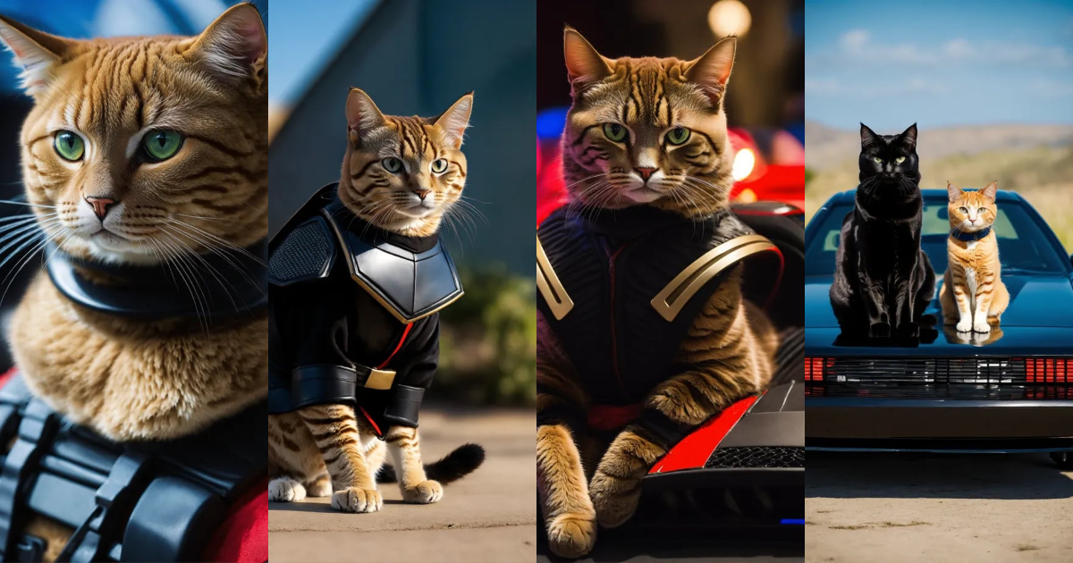 Lexica - Knight Rider cats, cosplay