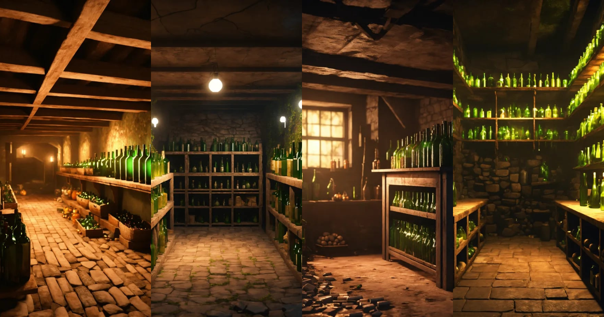 Lexica - Spooky looking basement filled with vine bottles, unreal ...