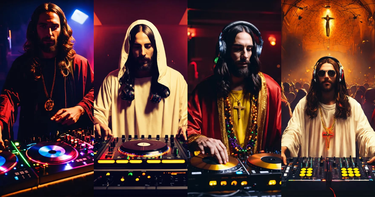 Lexica - Jesus christ celebrating Halloween in a club dj serato ddj1000 ...