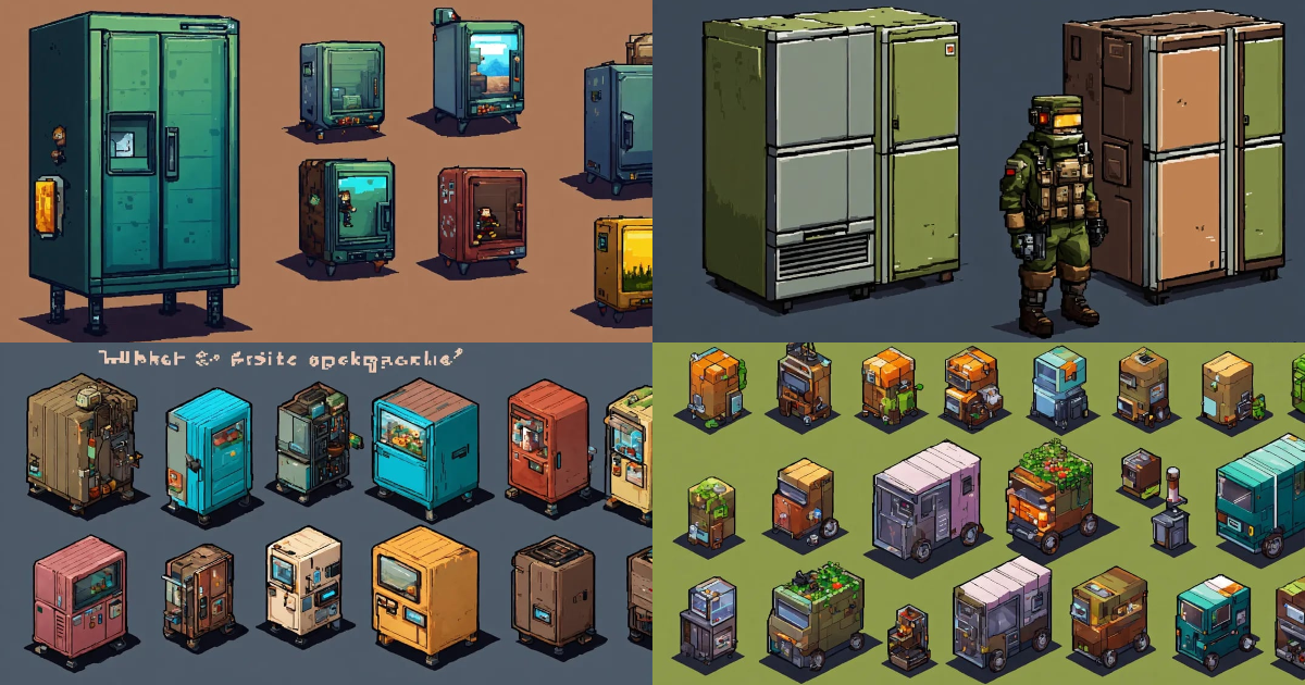 Lexica - Refrigerator with a face enemy sprite concepts. Post ...