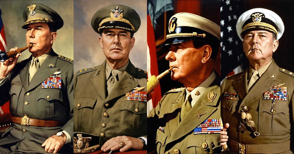 Lexica - General Douglas MacArthur with a corncob pipe in his mouth ...