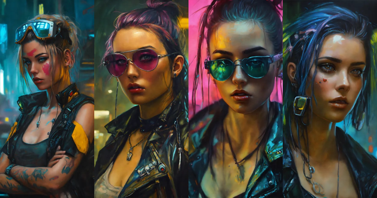 Lexica - Cyberpunk bad girl hyper realistic oil painting style, gritty ...