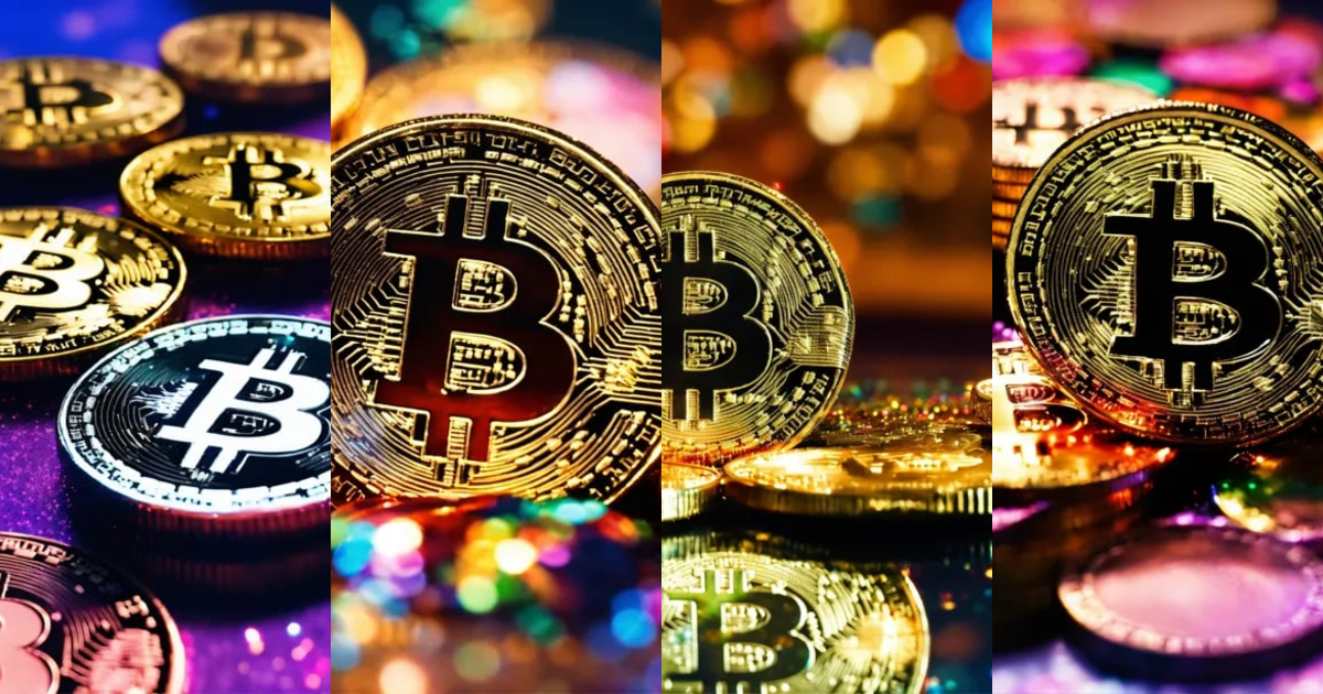 Lexica - In the front are some bitcoin coins on the table with some ...