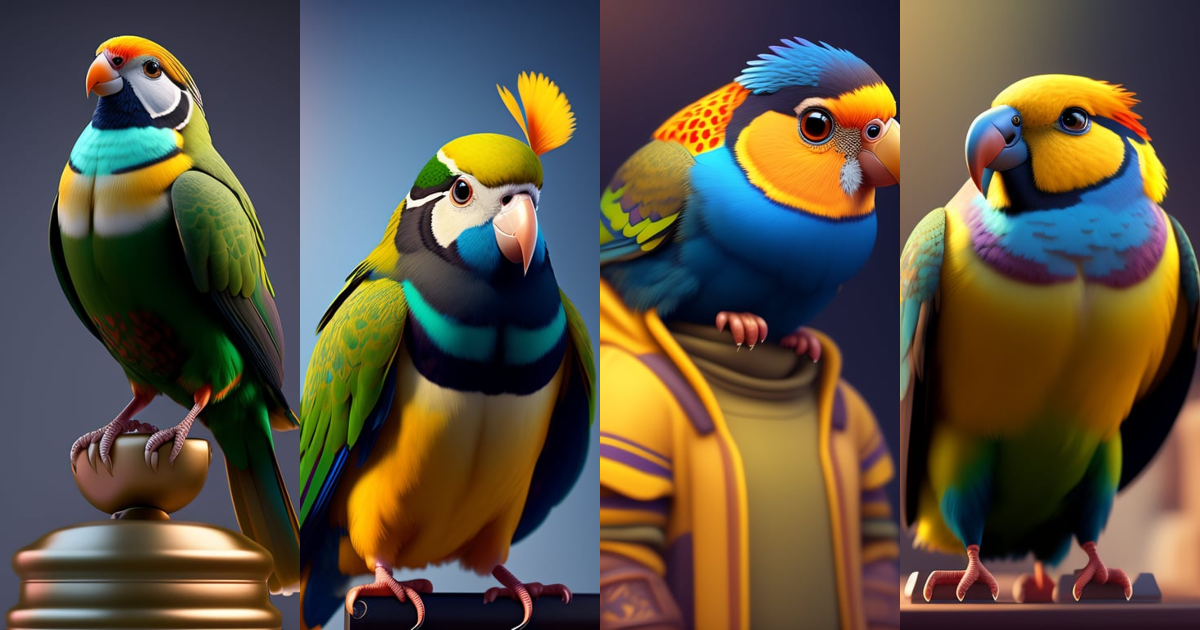 Lexica - Front view of a zootopia style parakeet bird character with a ...