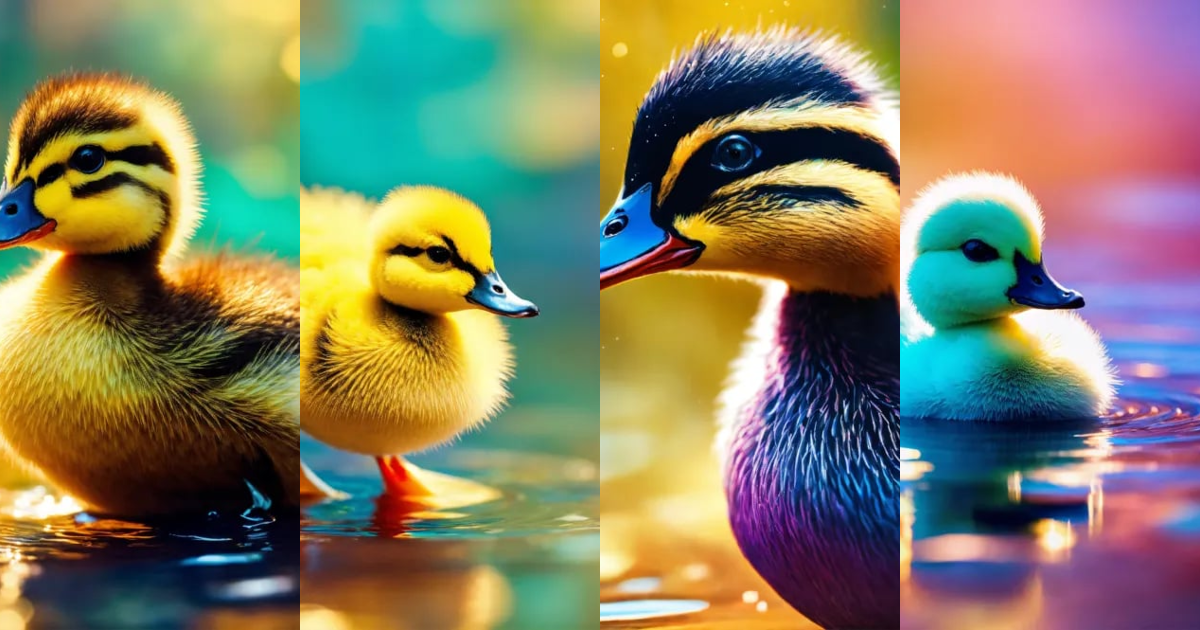 Lexica - Tiny duckling with abstract swirls, soulful eyes and bright ...