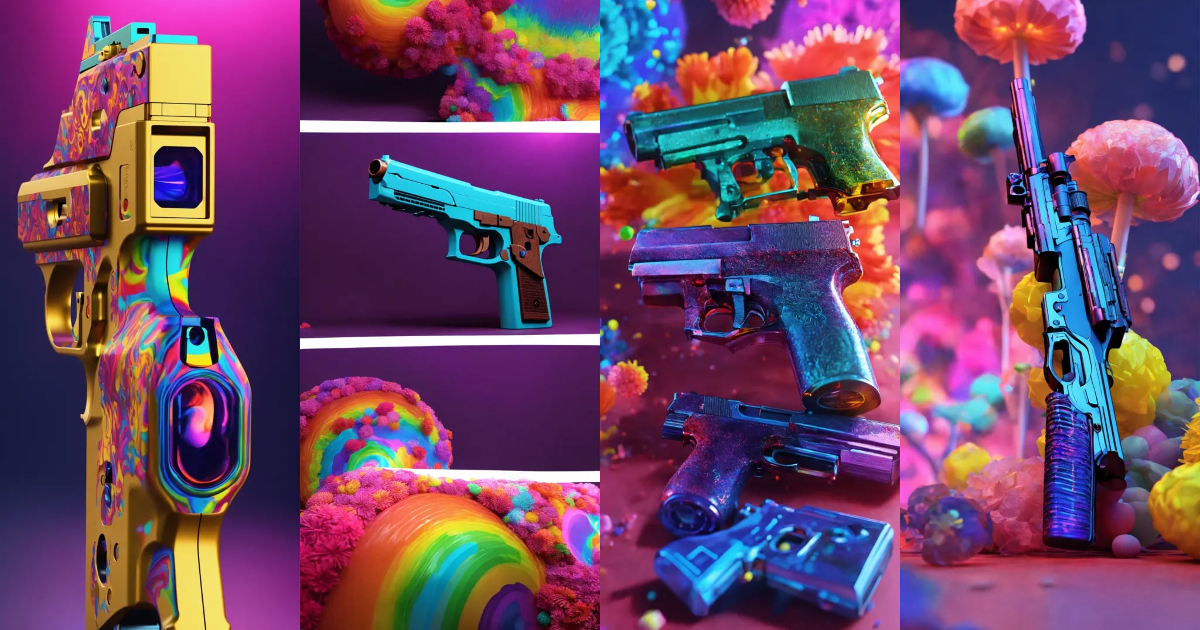 Lexica - A gun that shoots LSD, 3d render