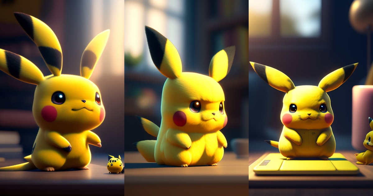Lexica - Cute little Pikachu sitting in front of laptop, unreal engine ...