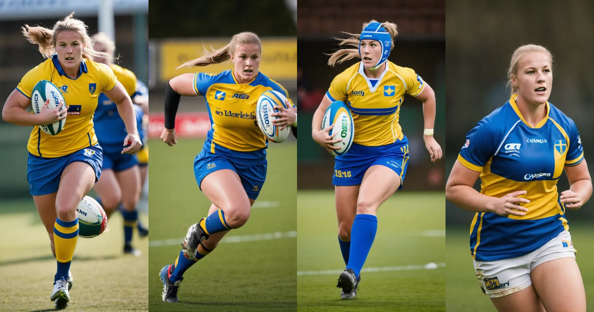 Lexica - Female swedish rugby union player, on field action, Canon 5D Mk II