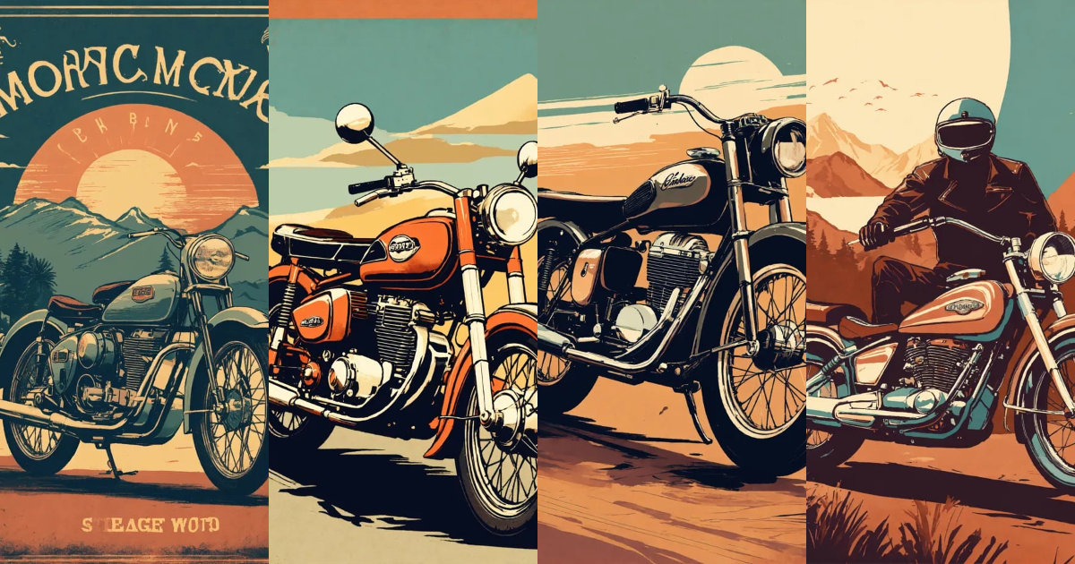 Lexica - A vintage-inspired illustration of a retro motorcycle ...
