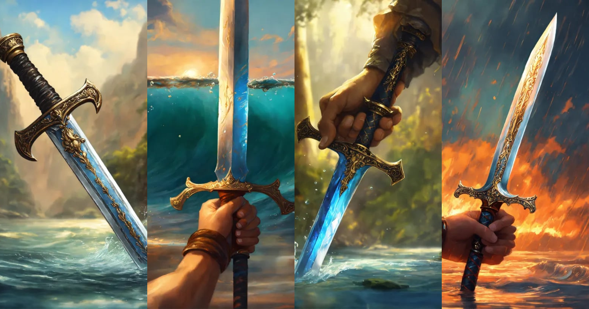 Lexica - Concept art of a hand holding a sword which blade is made out ...