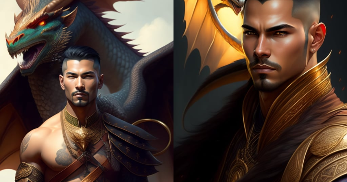 Lexica - A beautiful shaved head male archer taming a dragon, intricate ...