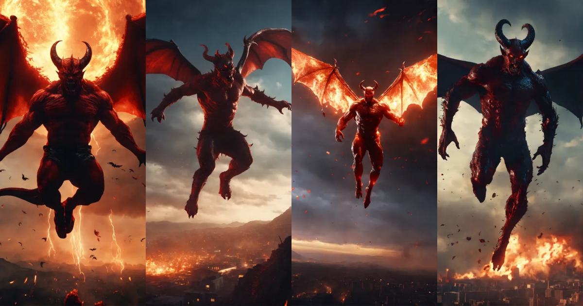 Lexica - Demon falling from sky, cinematic, realistic, 8k