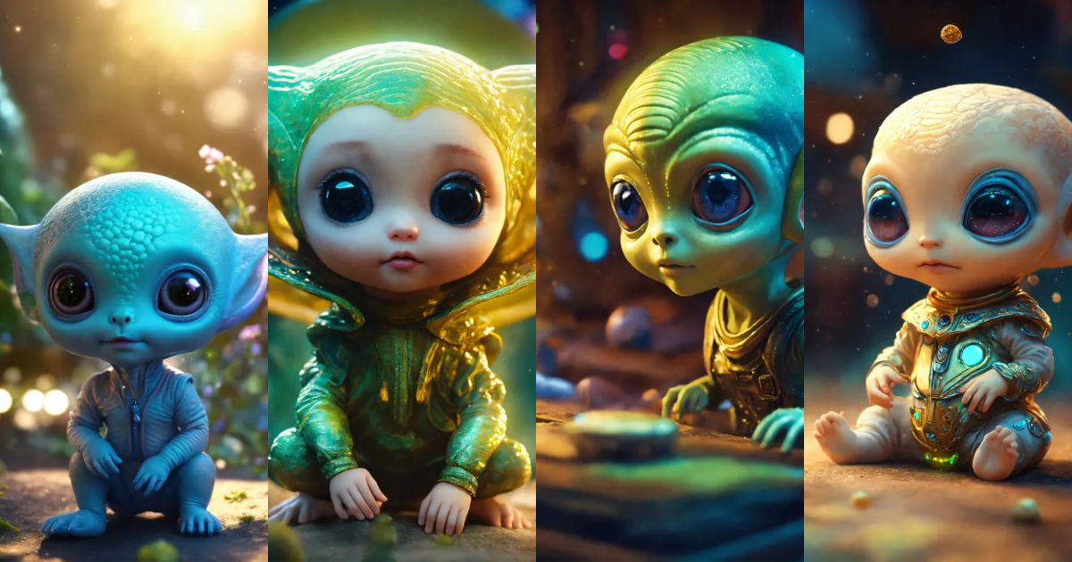 Lexica - Cute and adorable alien baby, fantasy, dreamlike, surrealism ...