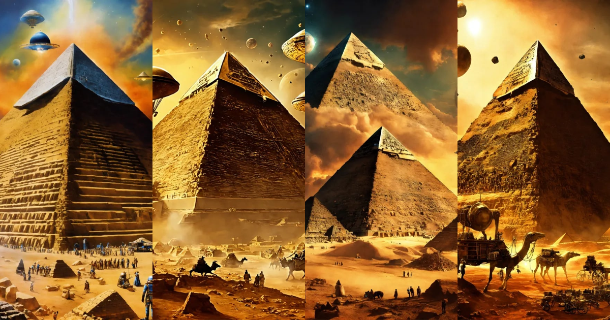 Lexica - A multitude of aliens building the great pyramid , stones ...