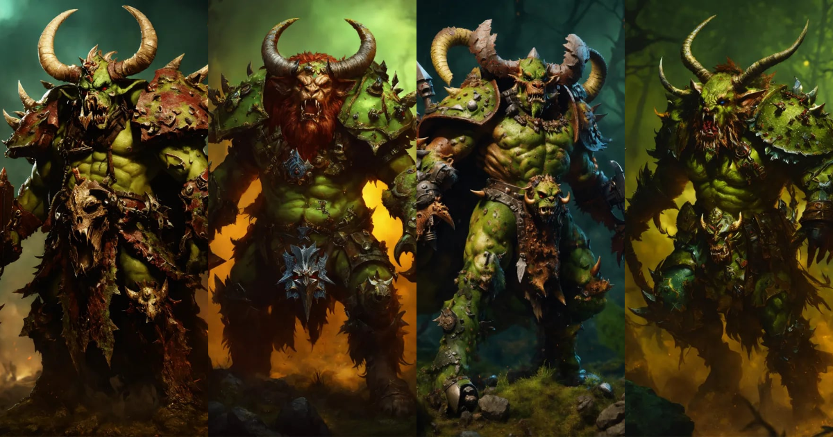 Lexica - A beastmen bestigor of nurgle, warhammer fantasy chaos art, 4k