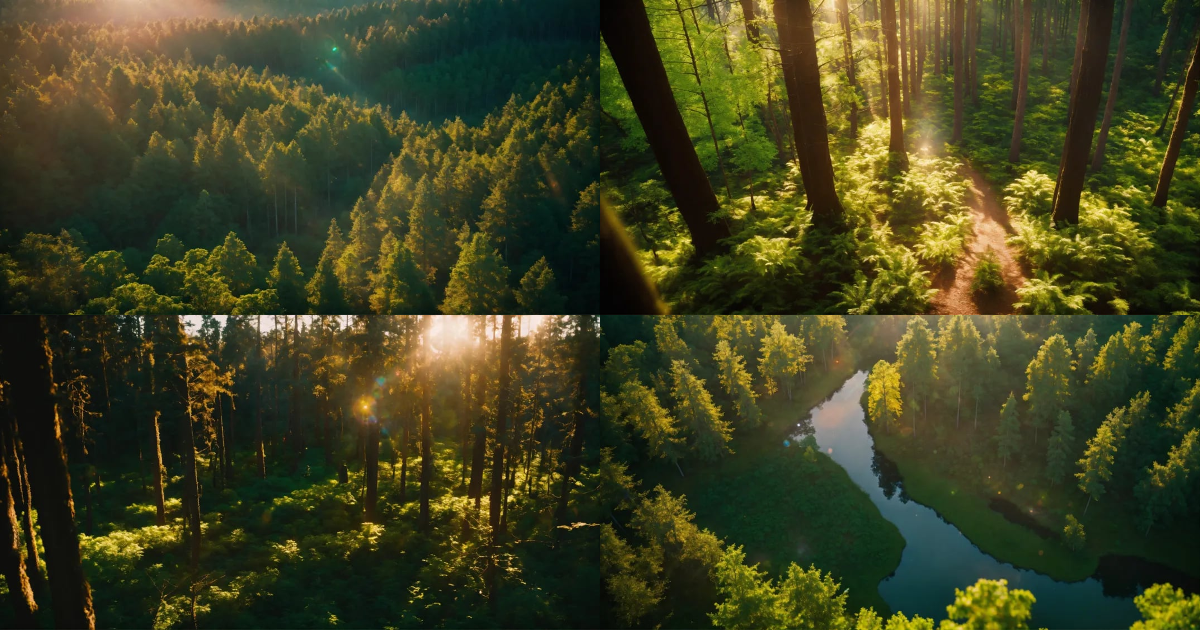 Lexica - Overhead view of forest, Pixar style, intricate detail, film grain, lens flare ...