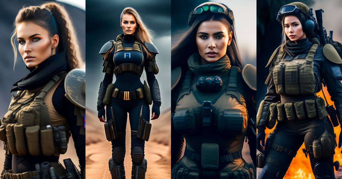 Lexica - A cyber beautiful Russian girl warrior in a burnt land ...