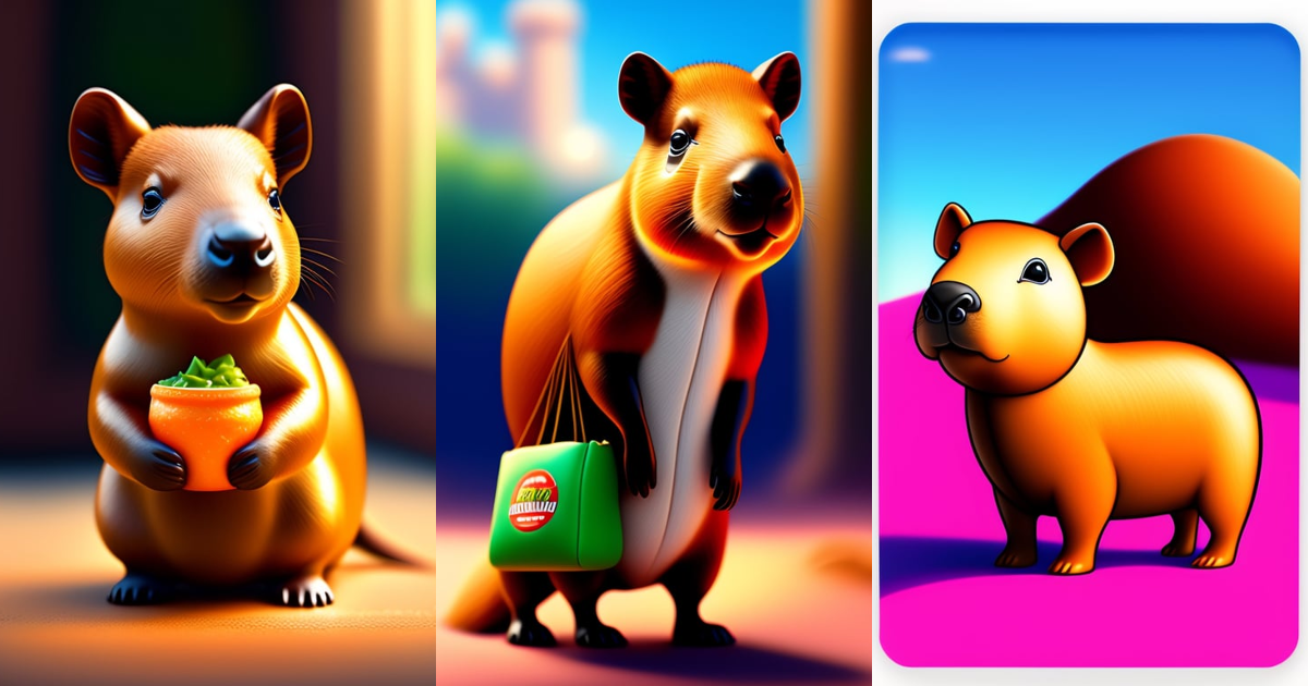 Lexica - Capybara with a barbie bag, 2d , old cartoon, disney
