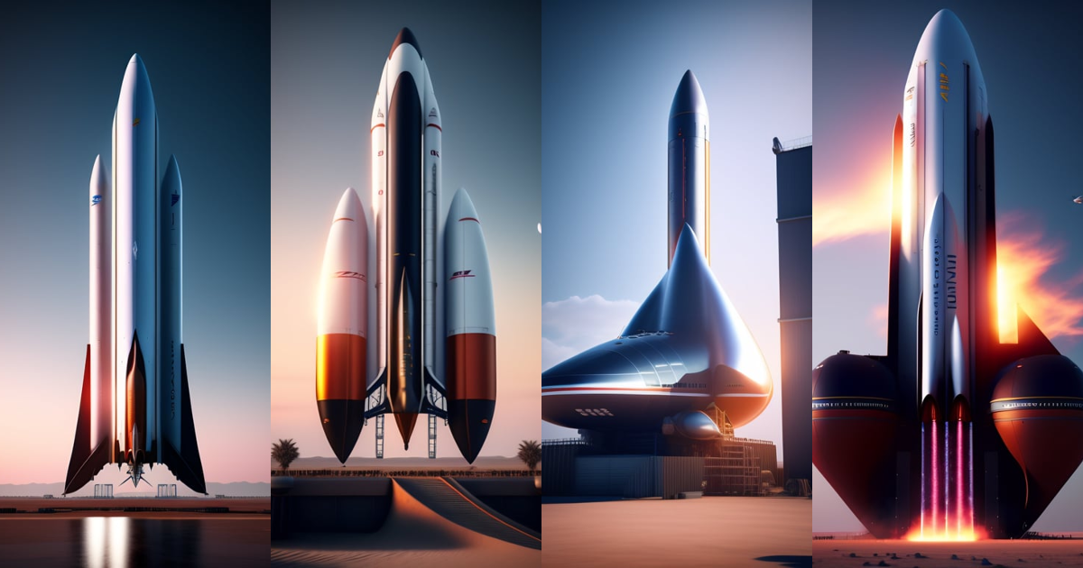 Lexica - Photograph of Spacex starship on top of heavy Falcon rocket ...