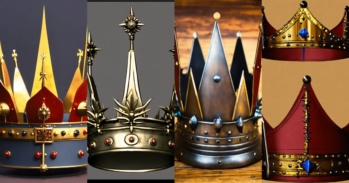 Lexica - Create a crown Medieval king crown with 5 spike in front, it ...