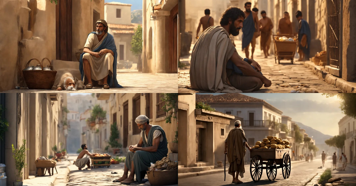 Lexica - Man from ancient Greece, poor, assisting the needy, in the ...