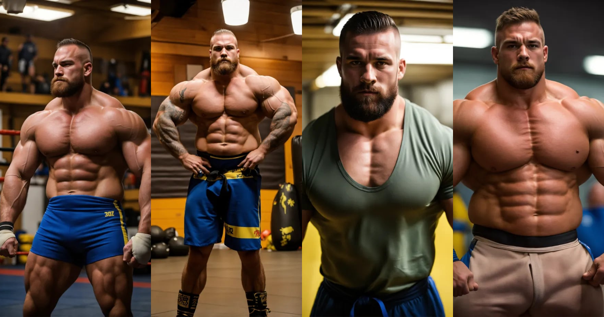 Lexica - 30-year-old wrestler with big muscles in a dojo, bodybuilder ...