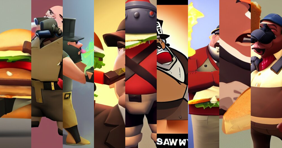 Lexica - Heavy from TF2 eating a sandwich, TF2, trending on artstation