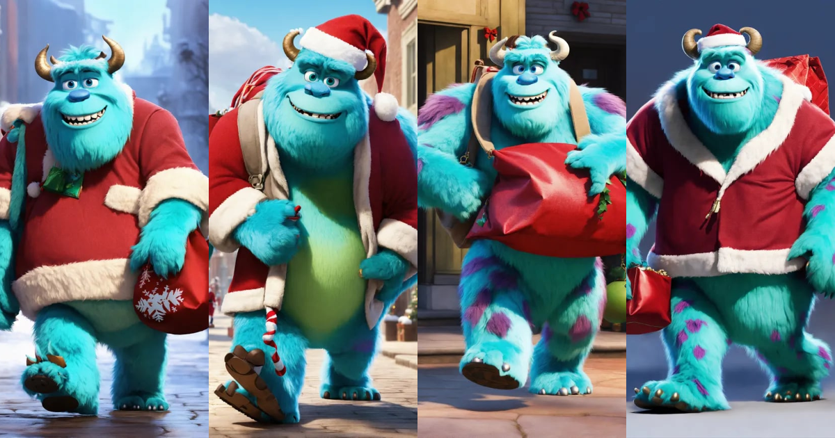 Lexica - Disney Monsters Inc. Sully character walking pose carrying red ...