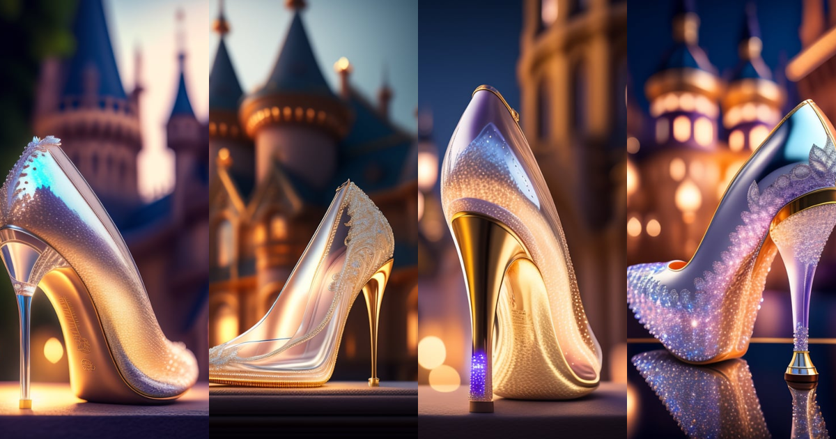 Lexica - Shiny clear intricate high heel shoe in front of a castle, 8k ...