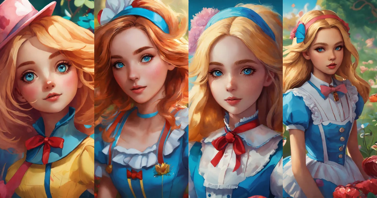 Lexica - The character Alice from Alice in Wonderland, cartoon oil ...