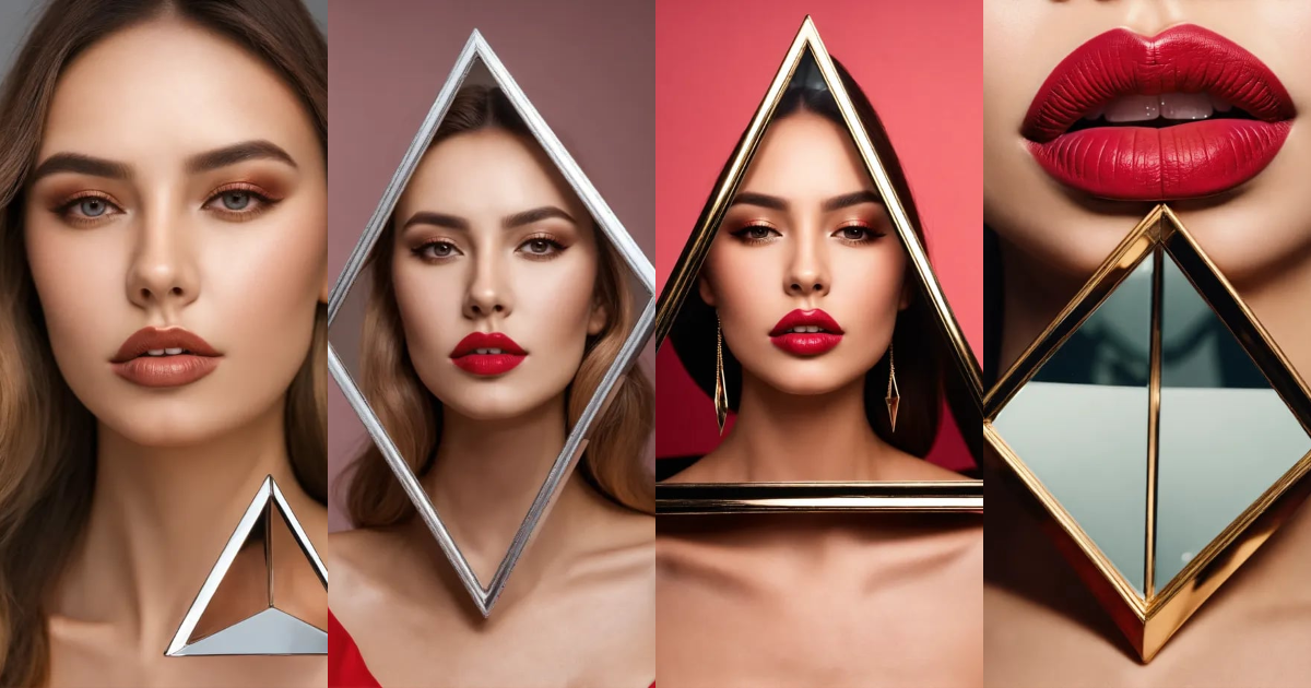 Lexica - Lips makeup in triangle downwards pointed shaped mirror ...