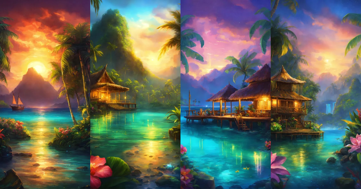Lexica - Ultra detailed complex digital painting. Tropical landscape ...