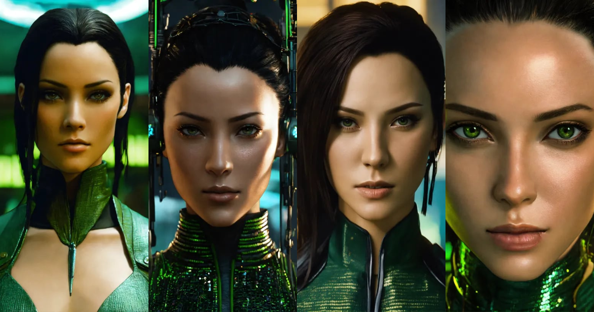 Lexica - A frontal, realistic, female avatar of Trinity from Matrix