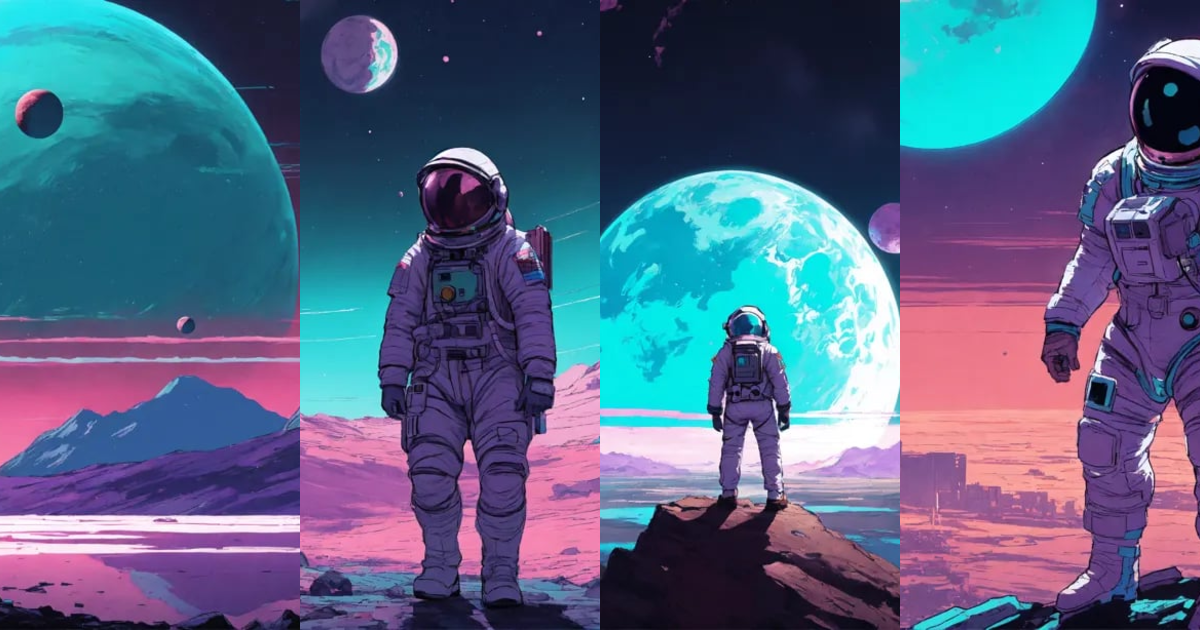 Lexica - Photo of astronaut looking to the earth, standing on dark moon ...